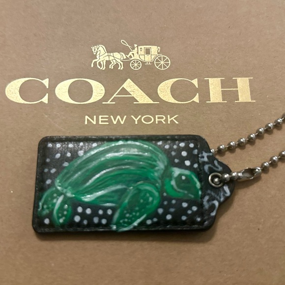 Coach | Accessories | Coach Black Leather Custom Handpainted Sea Turtle ...